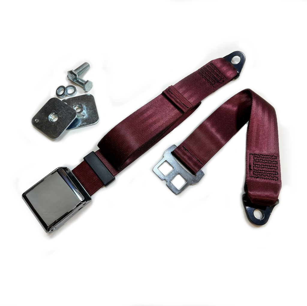 Classic Static Lap Belt with 90° Anchor Plates (BURGUNDY) | Beltup Safety